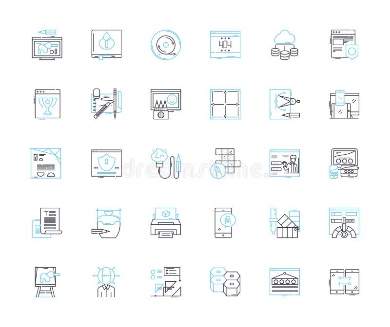 Cyber Reality Linear Icons Set Virtual Augmented Simulation Digital Immersive Alternate
