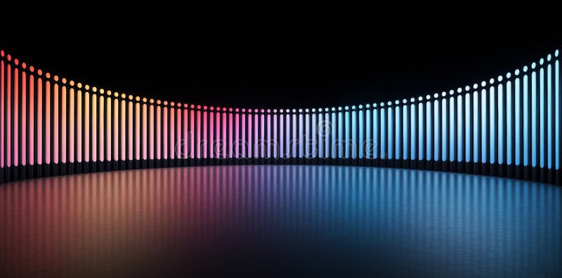 In a Cyber Retro Sci-fi Setting, a 3D Rendering Shows a Night Studio ...