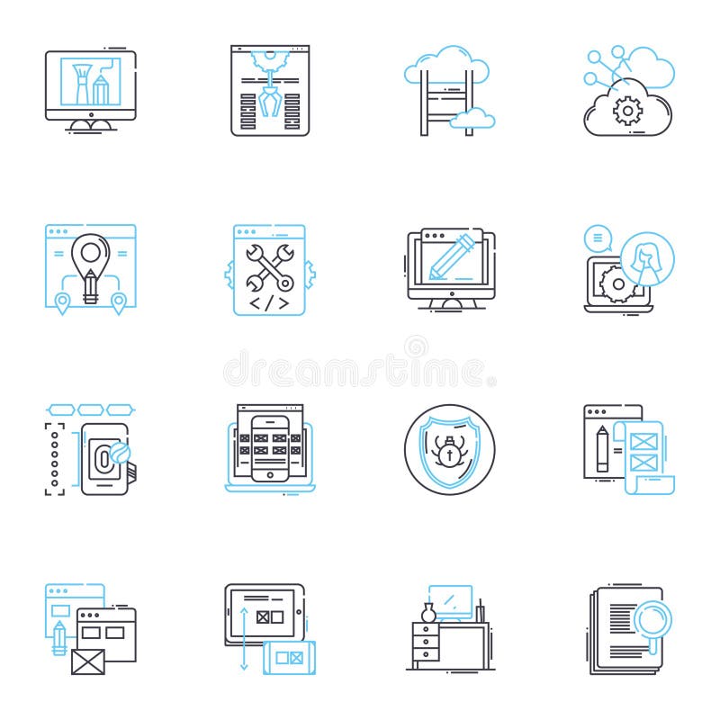 Cyber Safety Linear Icons Set Security Hacking Privacy Online