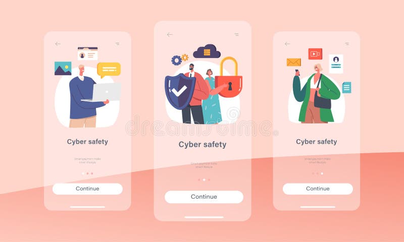Cyber Safety Mobile App Page Onboard Screen Template. Computer Security ...