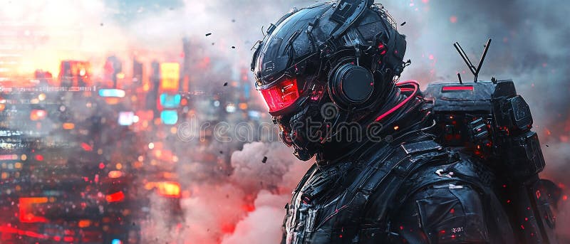 Cyber Samurai: a Futuristic Warrior in High-Tech Armor Stock ...