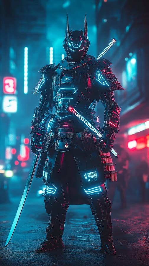 Cyber Samurai: a Futuristic Warrior in High-Tech Armor Stock ...