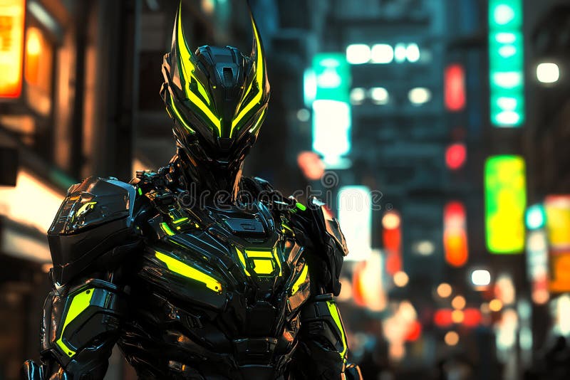 Cyber Samurai: a Futuristic Warrior in High-Tech Armor Stock ...
