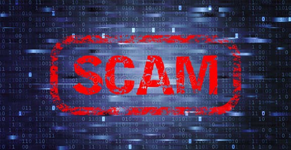 Cyber Scam Alert. Binary Code Background Illustrating Internet Fraud ...