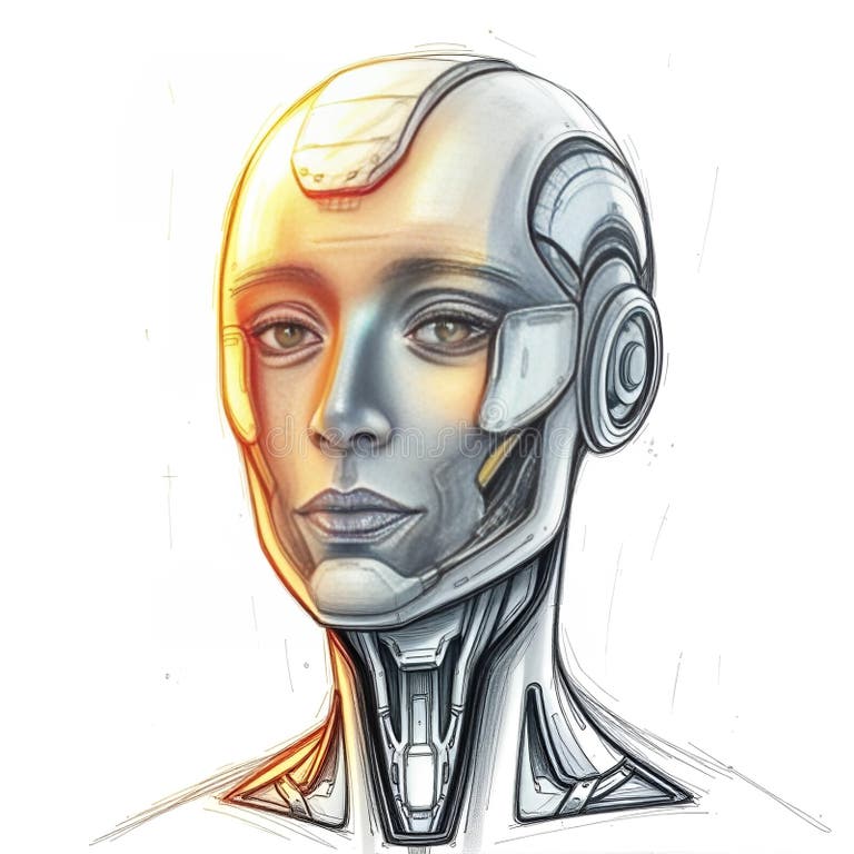 Cyber-Synth Portrait: Transparent-Faced Android with Violet Fingerprint ...