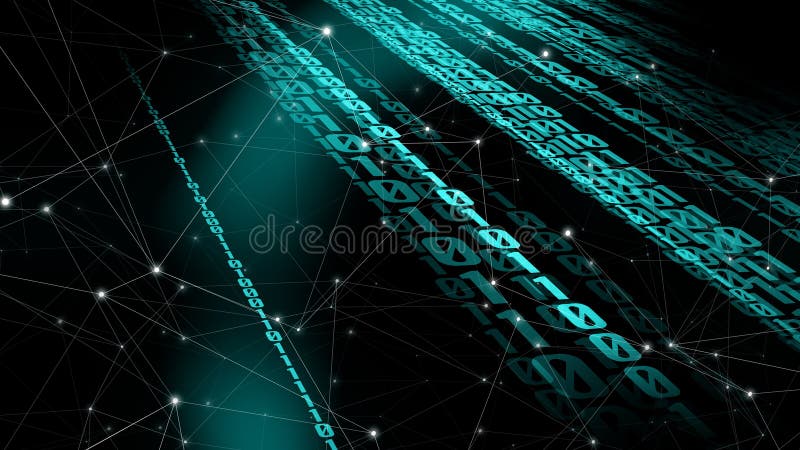 Cyber Security Abstract Binary Lines And Machine Learning Of Binary Numbers Code And