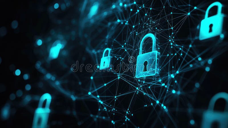 Cyber Security Abstract Geometric Wallpaper, Dark Background with ...