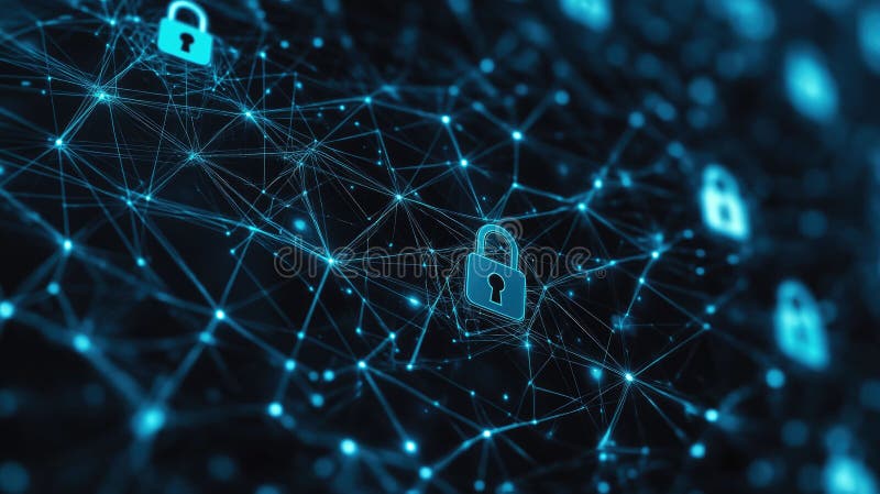 Cyber Security Abstract Geometric Wallpaper with Glowing Blue Accents ...