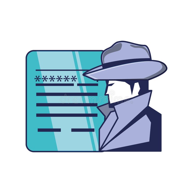 Cyber Security Agent and Document with Password Stock Vector ...