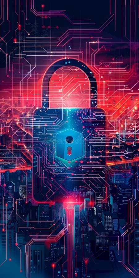 Cyber Security Awareness Poster in Modern Style. Stock Illustration ...