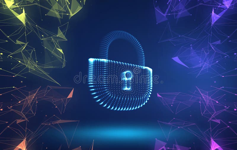 Cyber Security Background with Colorful Triangles. Data Secure, Cyber ...