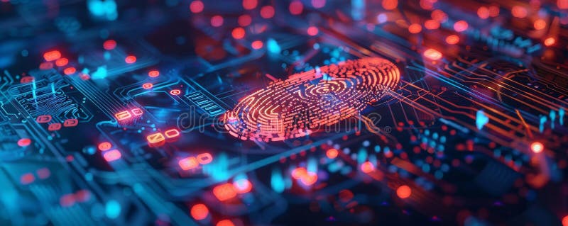 Cyber Security Background with a Holographic Fingerprint Scanner ...