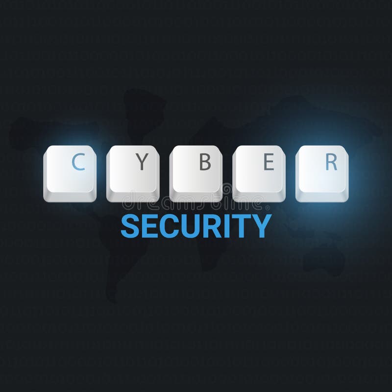 Cyber Security Banner with Keyboard Buttons. Vector Illustration. Stock ...