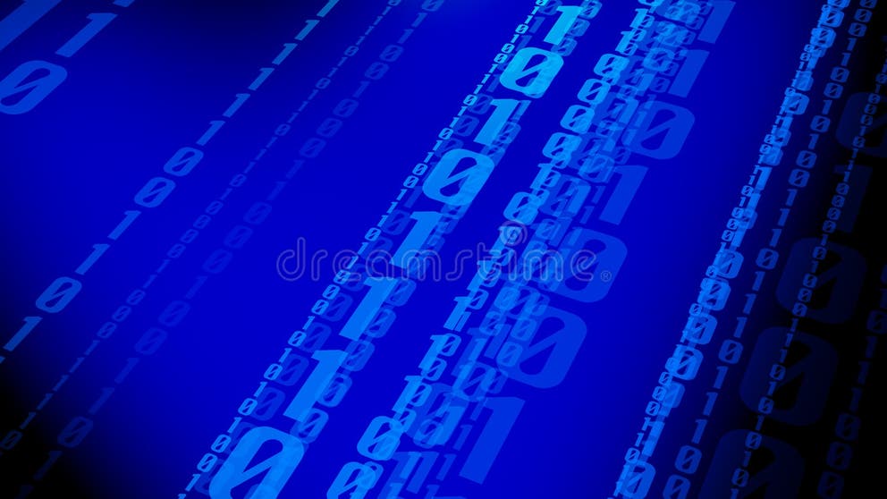Cyber Security Binary Blue Background Showcases Abstract Concept of Computer Code, Ensuring ...
