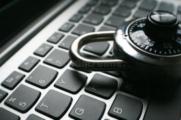 Cyber Security in Black and White with Lock on Computer Keyboard Stock ...