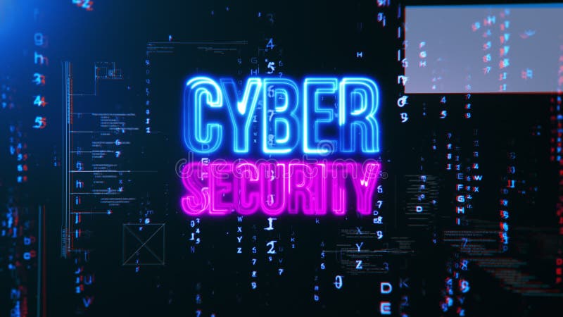 Cyber Security Blue Pink Neon Text Glitch Effect Cinematic Title Stock ...