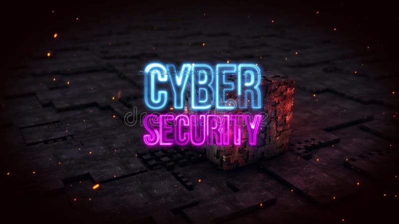 Cyber Security Blue Pink Neon Text Glitch Effect Stock Video - Video of ...