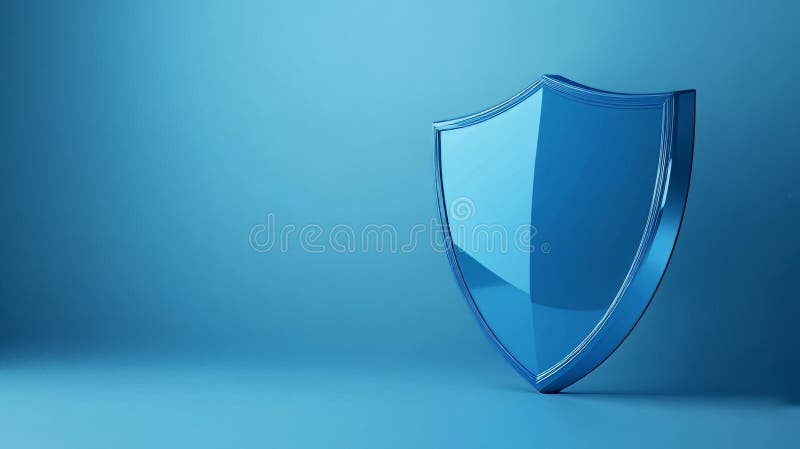 Cyber Security. Blue Shield on Blue Background. Digital Data Protection ...