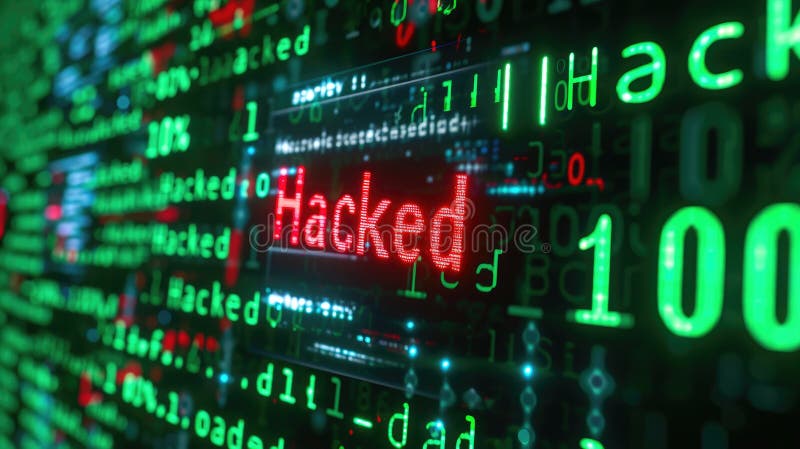 Cyber Security Breach Concept: Red Alert Hacked System. Stock ...