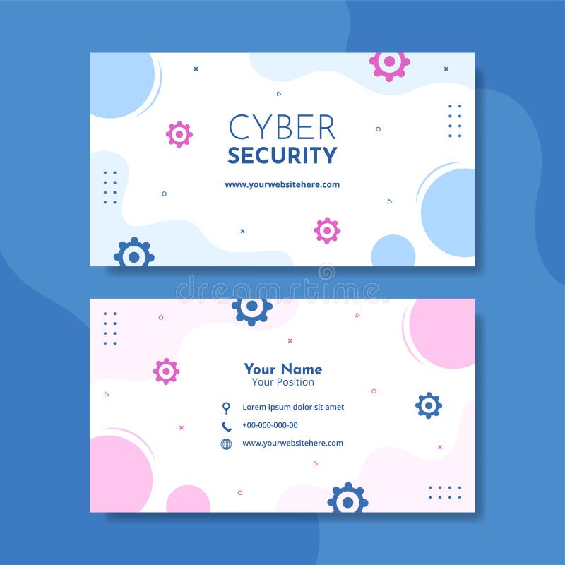 Cyber Security Card Horizontal Template Hand Drawn Cartoon Flat ...