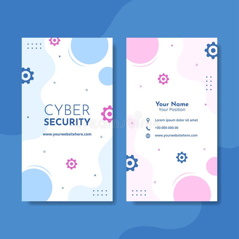 Cyber Security Card Vertical Template Hand Drawn Cartoon Flat ...