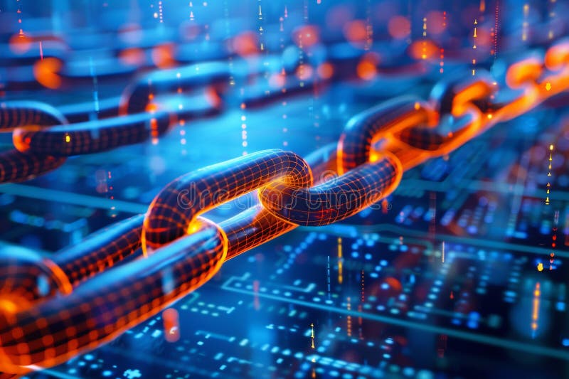 Cyber Security Chain stock illustration. Illustration of wireframe ...