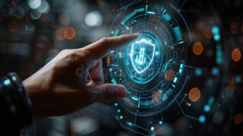 Cyber Security, a Close-up of a Human Hand Actively Interacting with a ...