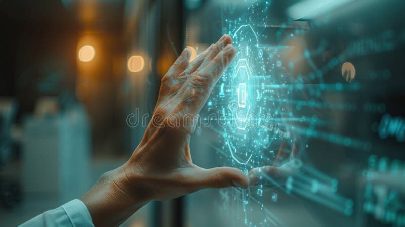 Cyber Security, a Close-up of a Human Hand Elegantly Displaying a ...