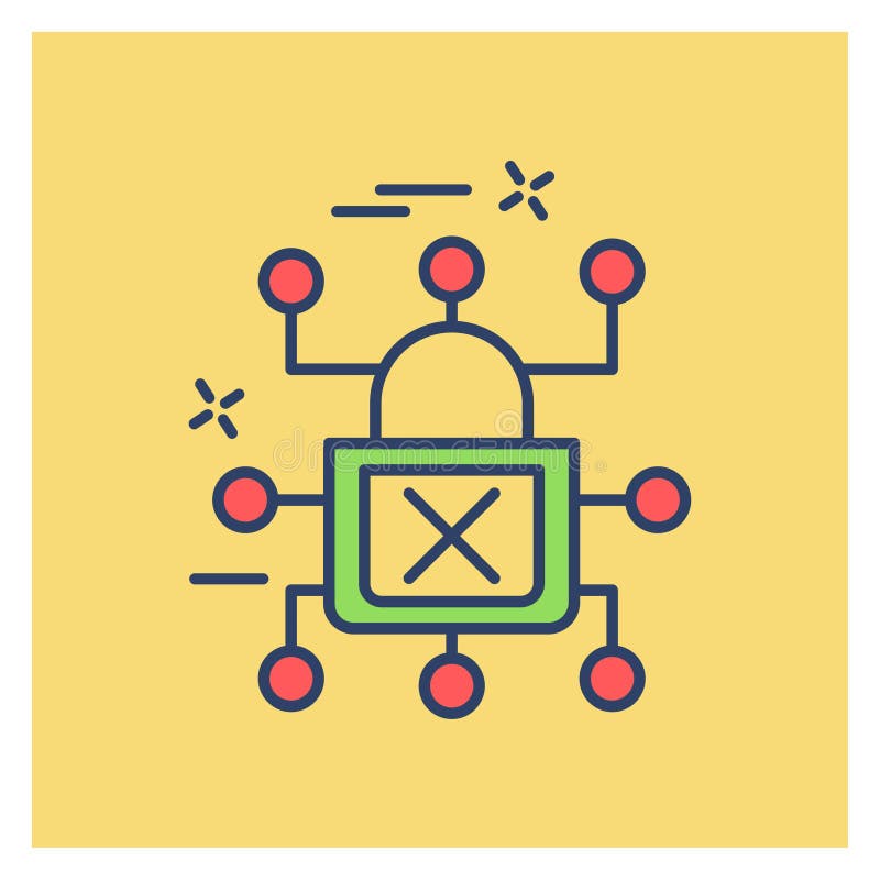 Cyber Security Colored Icon With Yellow Background Stock Vector ...