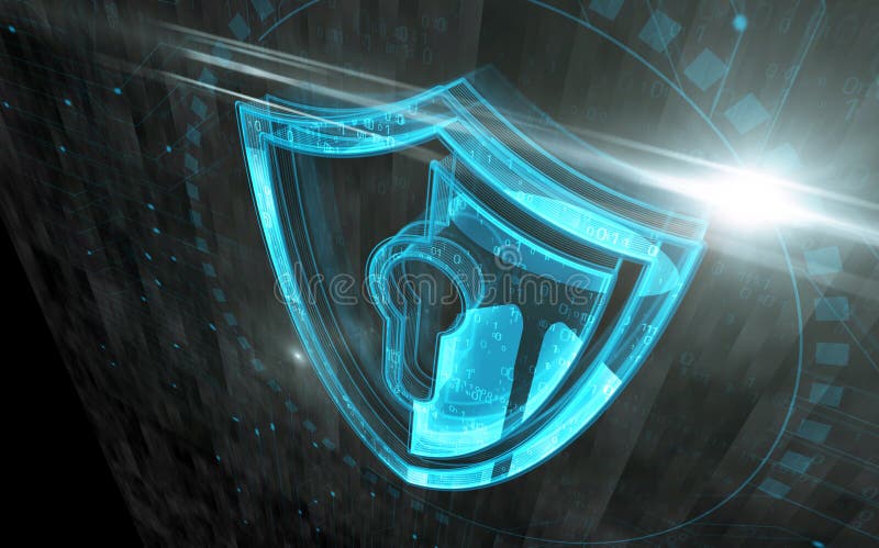 Cyber Security with Shield Symbol Digital Concept 3d Illustration Stock ...
