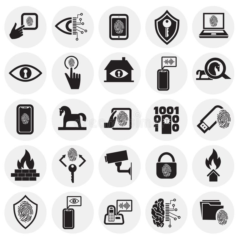 Cyber Security and Computer Set on Squares Background for Graphic and ...