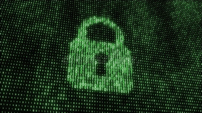 Cyber Security Concept Abstract Digital Background Binary Code Green Color 3d Rendering