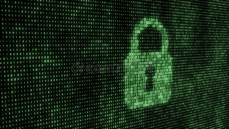 Cyber Security Concept Abstract Digital Background Binary Code Green Color 3d Rendering