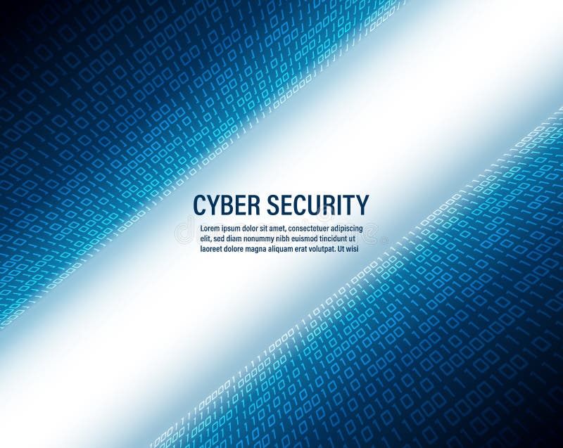 Cyber Security Concept On Binary Code Background Stock Vector