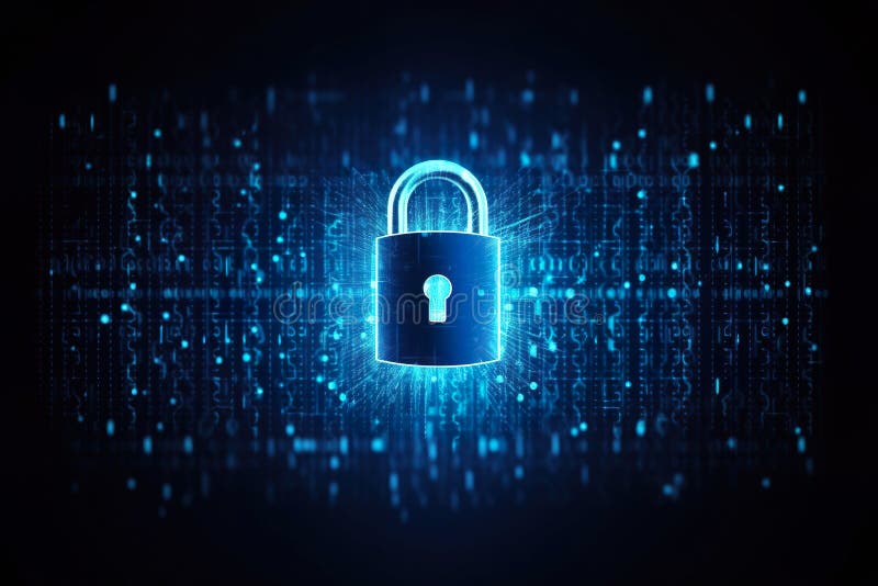 Cyber Security Concept With Binary Code And Padlock Stock Illustration Illustration Of Binary