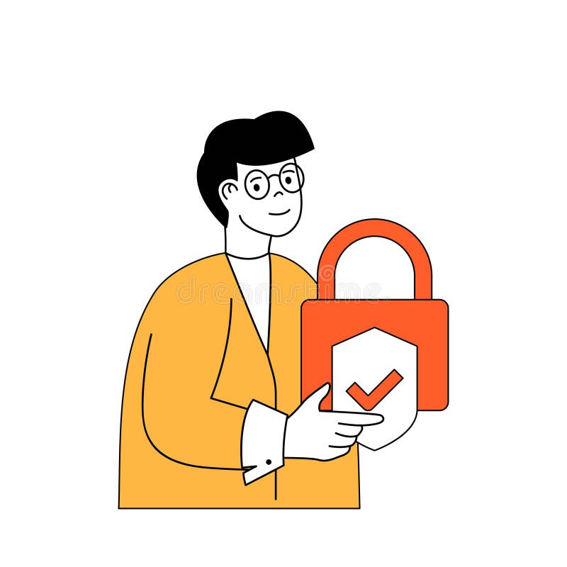 Cyber Security Concept with Cartoon People in Flat Design for Web ...