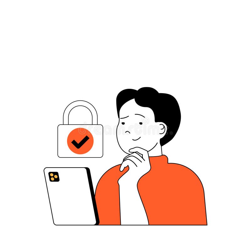 Cyber Security Concept with Cartoon People in Flat Design for Web ...