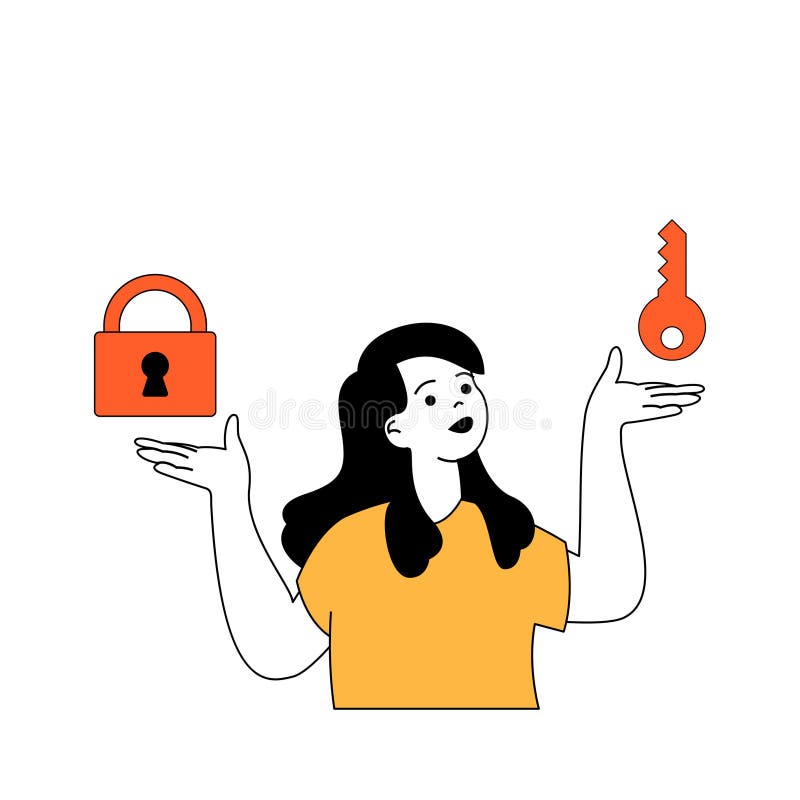 Cyber Security Concept with Cartoon People in Flat Design for Web ...