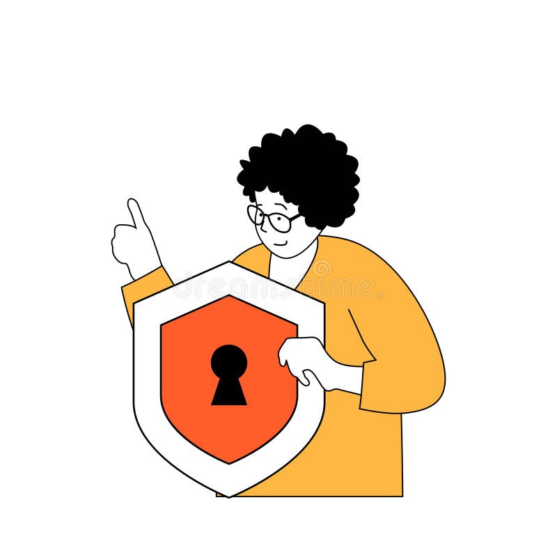 Cyber Security Concept with Cartoon People in Flat Design for Web ...