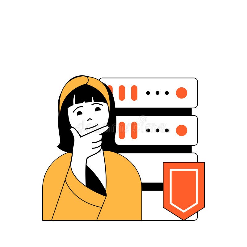Cyber Security Concept with Cartoon People in Flat Design for Web ...