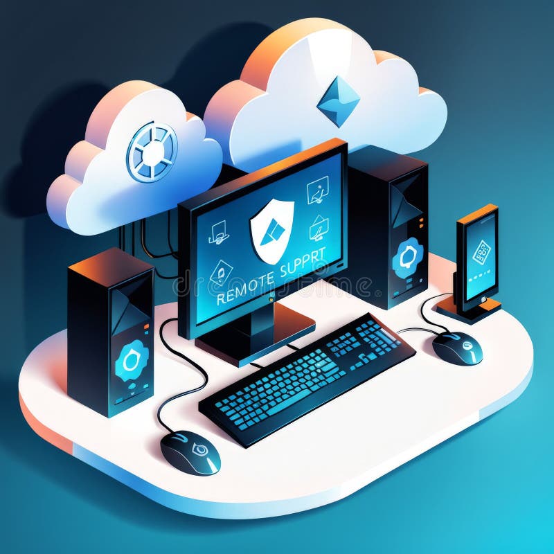 Cyber Security Concept with Cloud and Laptop Stock Illustration - Illustration of security ...