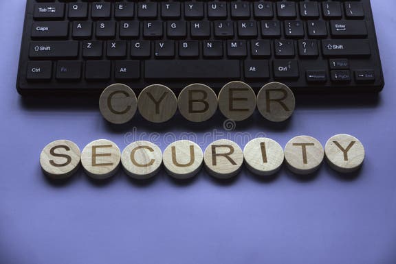 Cyber Security Concept. Computer Keyboard and Wooden Alphabet Stock ...