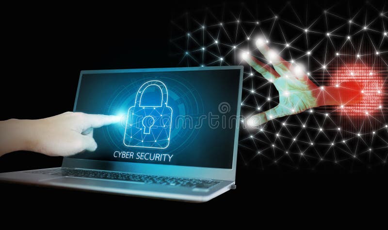 CYBER SECURITY Concept. a Computer is Protected from Cybercrime or ...