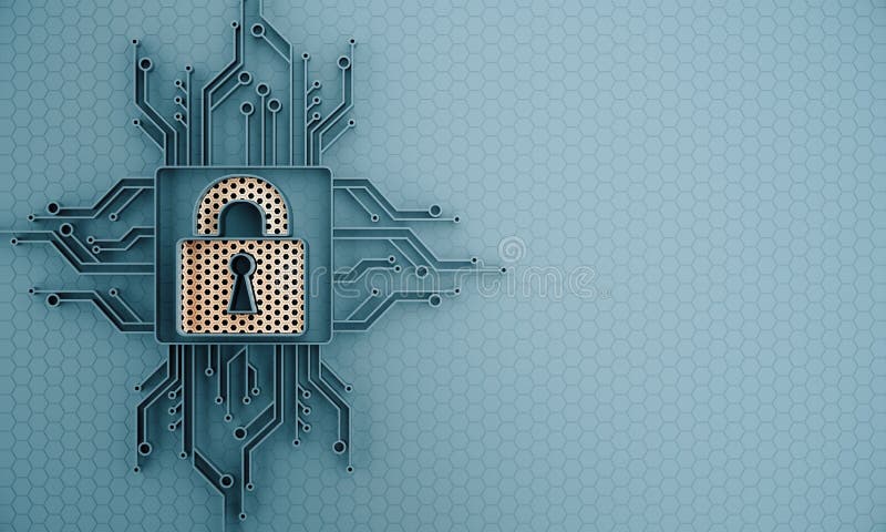 Cyber Security Concept with 3D Circuit Lock and Copyspace for Your Logo ...