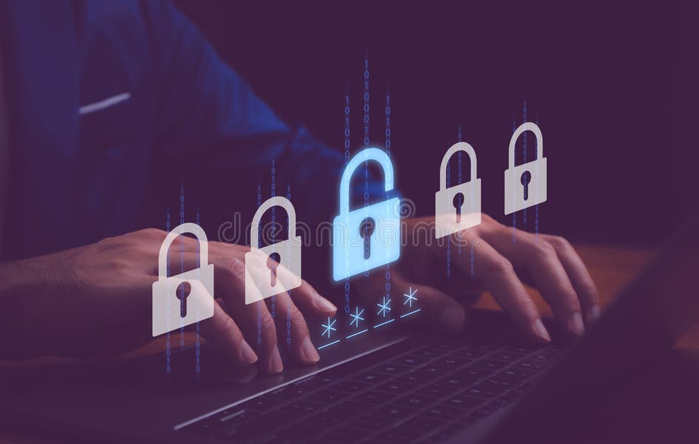Cyber Security Concept Data Breach Man Using Computer With System