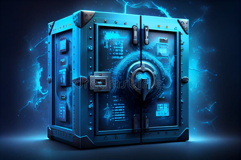 Cyber Security Concept and Digital Data Protection with a Locker in a ...