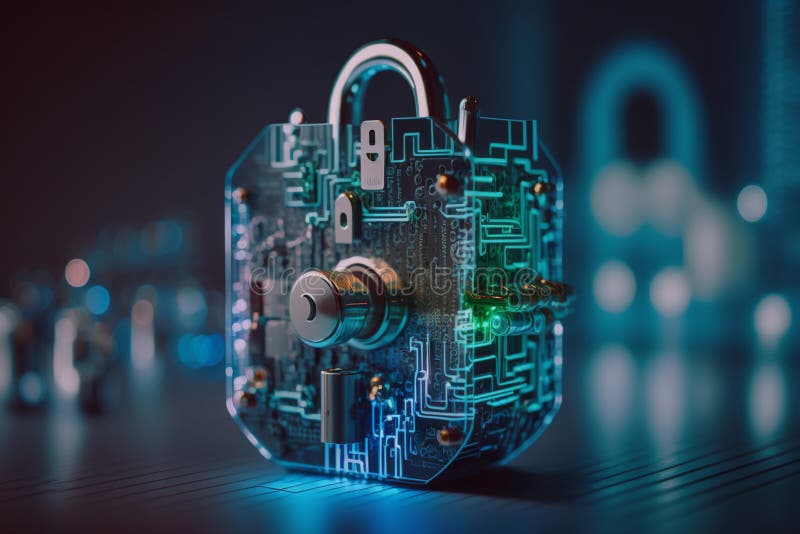 Cyber Security Concept and Digital Data Protection with a Locker in a ...