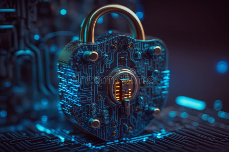 Cyber Security Concept and Digital Data Protection with a Locker in a ...