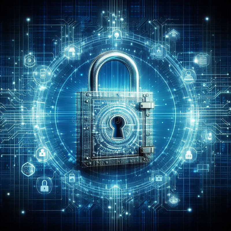 Cyber Security Concept and Digital Data Protection with a Locker in a ...