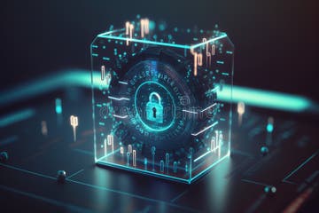 Cyber Security Concept and Digital Data Protection with a Locker in a ...